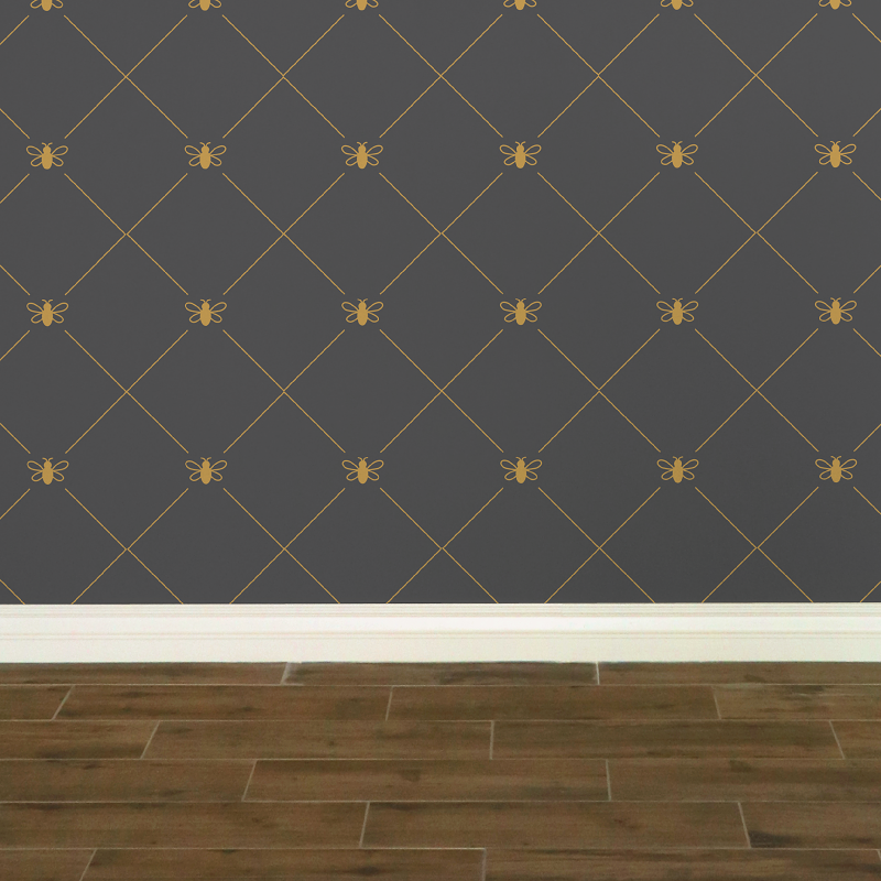 The French Bee Wallpaper (Gold on Grey) – Boutique L'Abeille Française